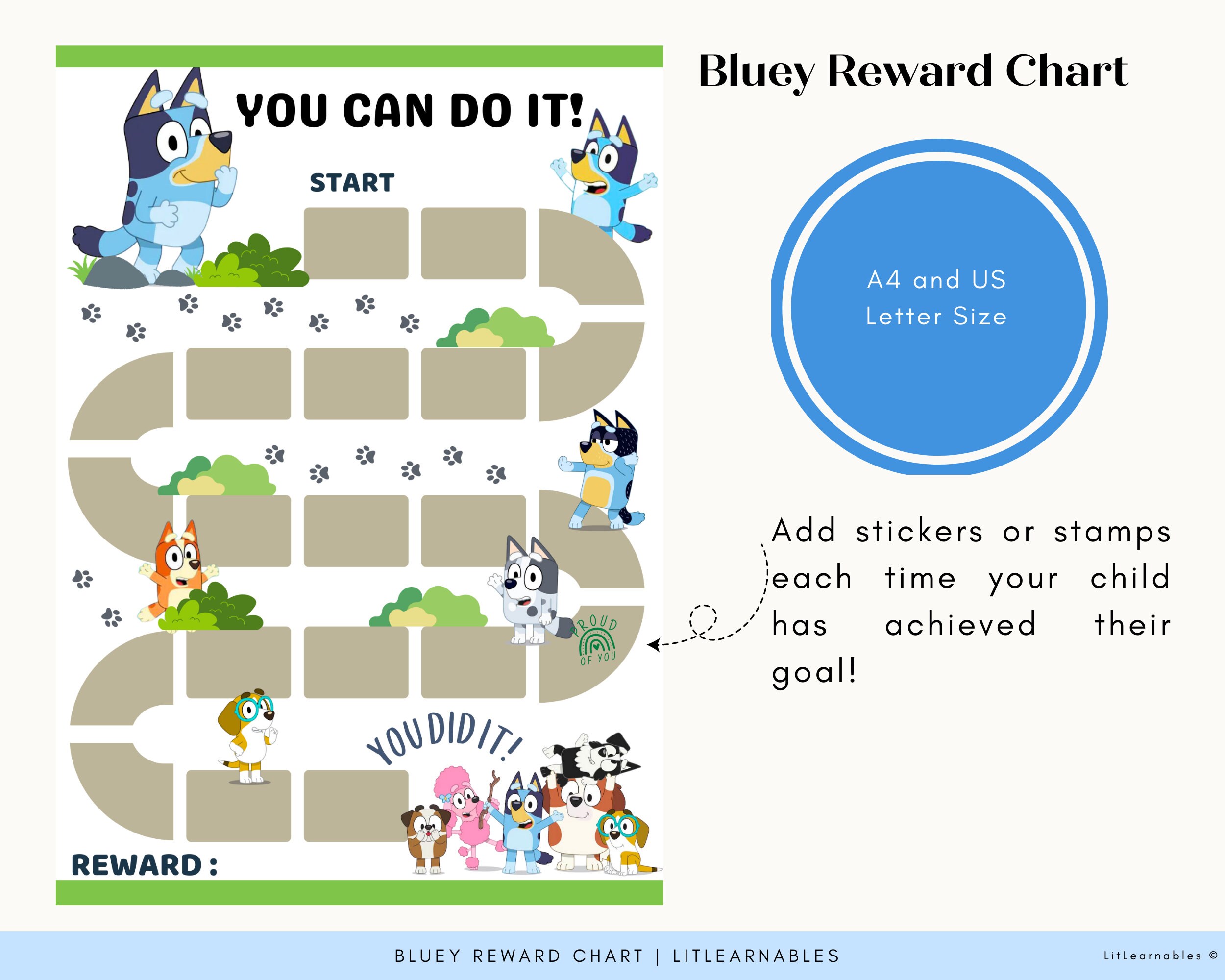 BLUEY Reward Chart Editable Toddler Reward Chart - Etsy Canada