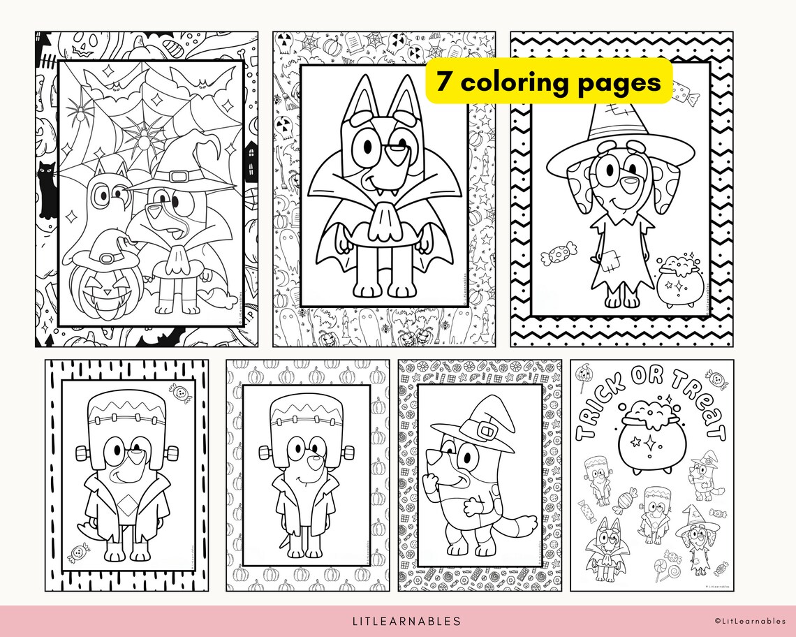 Bluey Halloween Activity Worksheet Coloring Fun Read and Count ...