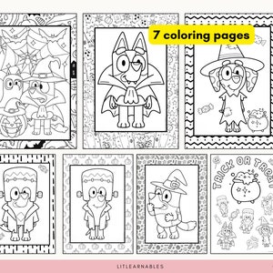 Bluey Halloween Activity Worksheet | Coloring Fun | Read and Count ...
