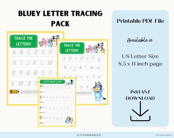 BLUEY Handwriting and Reading Practice, Preschool Learning, Letter ...