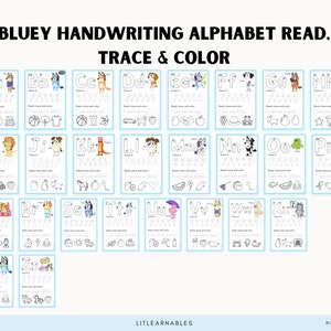 Bluey Handwriting Alphabet Read Trace and Color Prep for School - Etsy