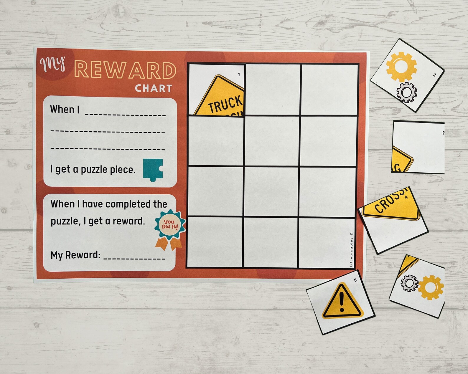 Construction Puzzle Reward Chart | Toddler Reward Chart | Puzzle Reward ...
