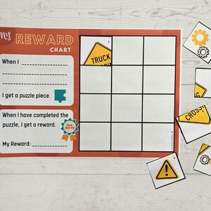 Construction Puzzle Reward Chart | Toddler Reward Chart | Puzzle Reward ...