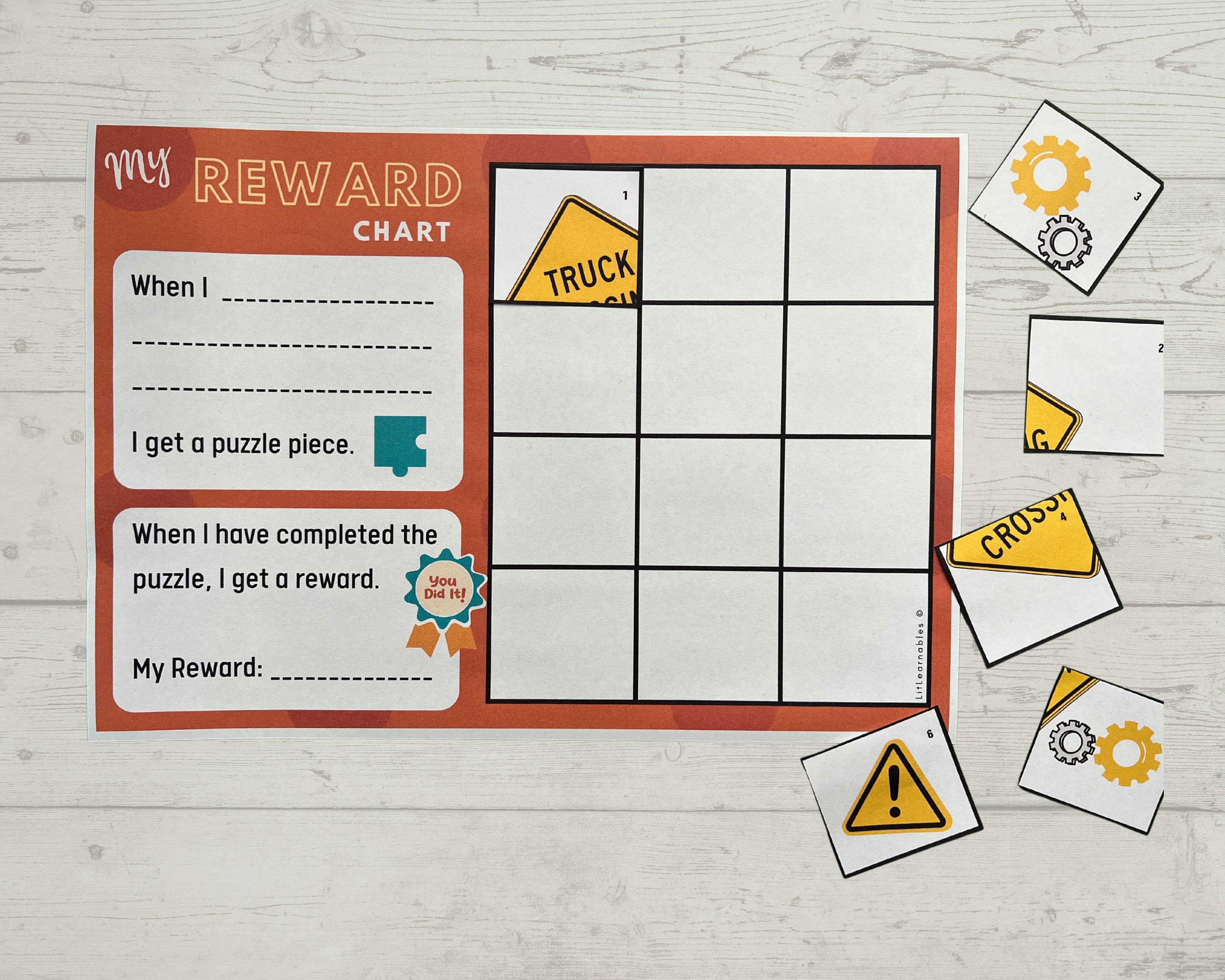 Construction Puzzle Reward Chart | Toddler Reward Chart | Puzzle Reward ...