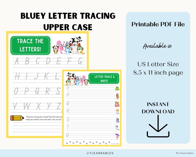 BLUEY Handwriting Preschool Learning, Letter Tracing, Learn to Write ...