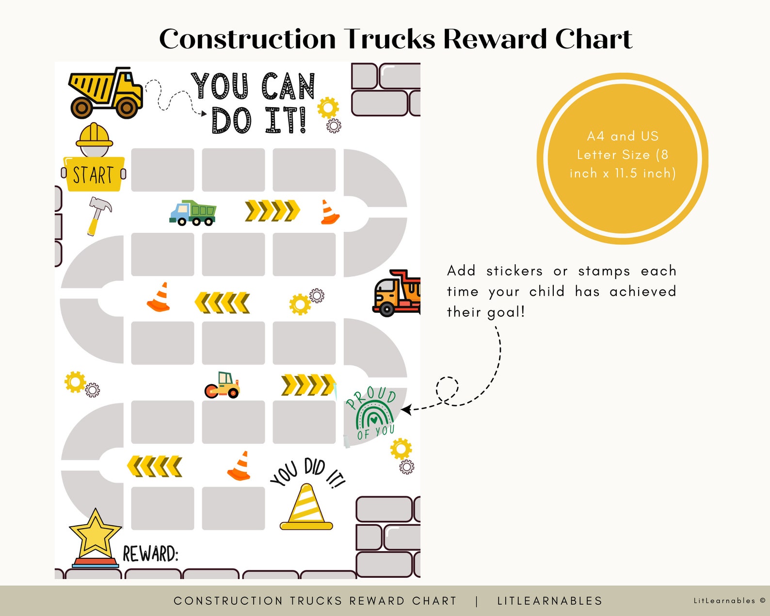 Construction Reward Chart | Toddler Reward Chart | Classroom Behavior ...