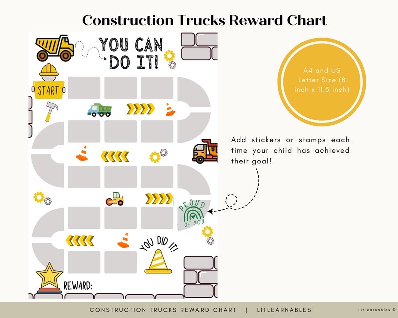 Construction Reward Chart | Toddler Reward Chart | Classroom Behavior ...