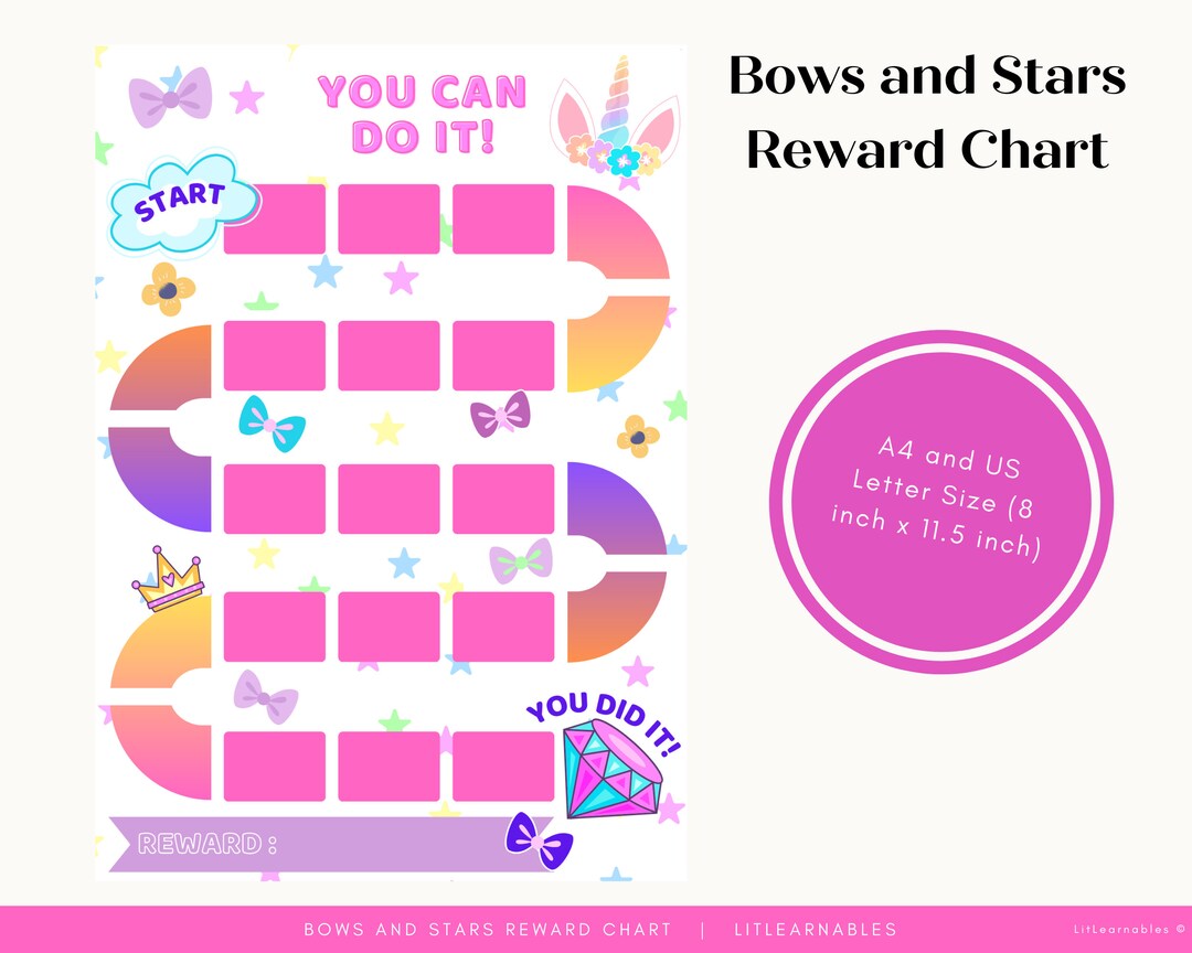 Bows Stars and Unicorn Reward Chart | Toddler Reward Chart | Classroom ...