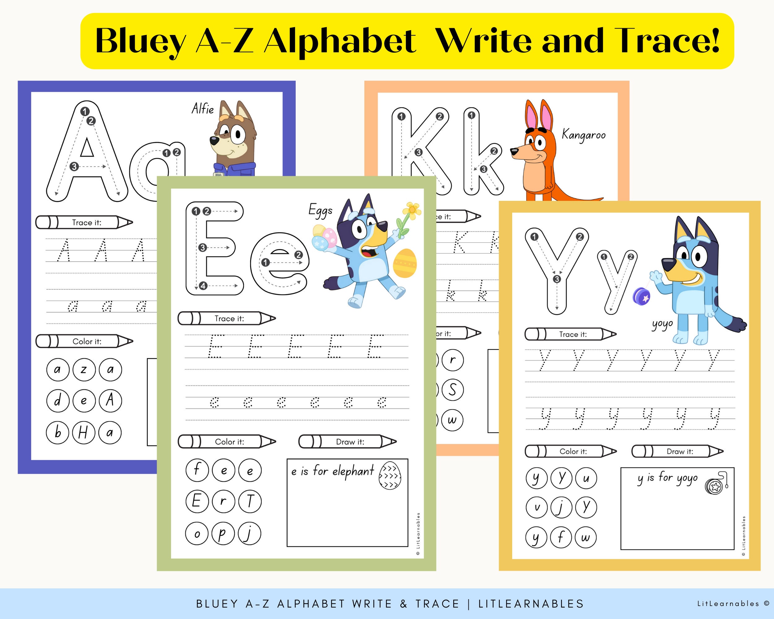 BLUEY Theme Writing Practice Preschool Learning Letter - Etsy Australia