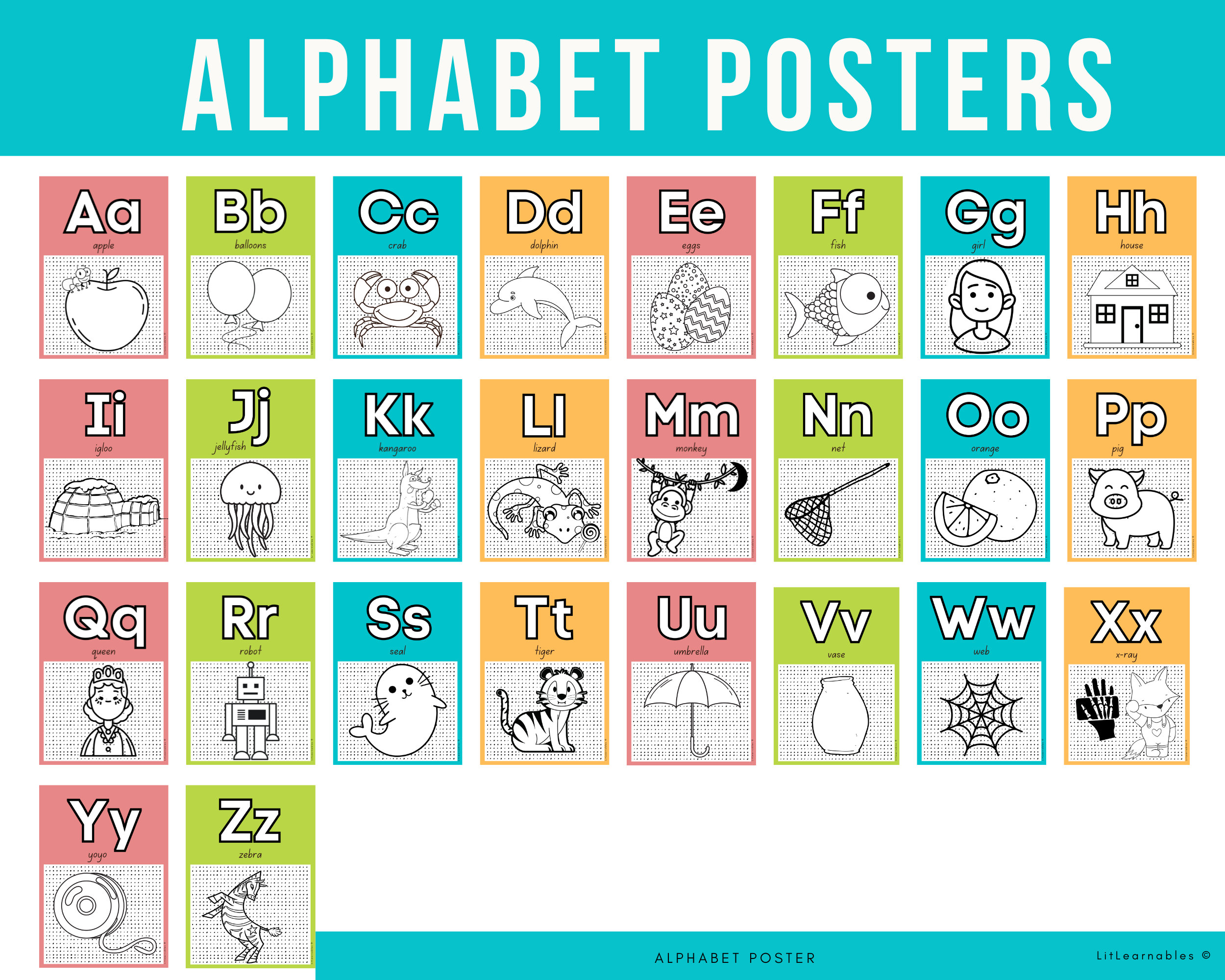 Bright Classroom Alphabet Posters | Alphabet Display | Alphabet Posters ...