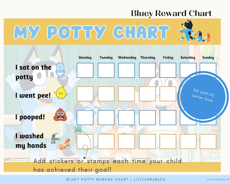BLUEY Potty Chart Editable Reward Chart Printable Digital Download - Etsy