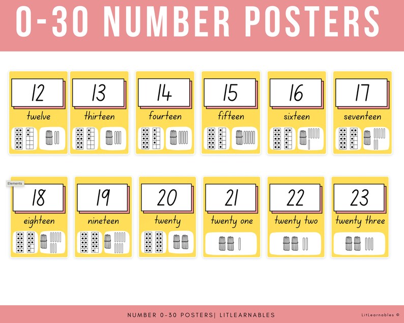 Bright Classroom 0-30 Number Poster Alphabet Posters Colorful Classroom ...