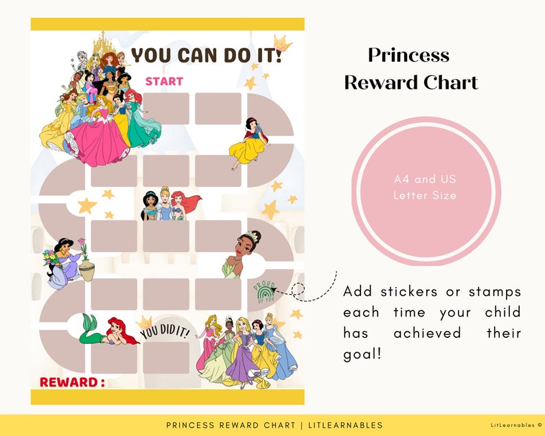 Princess Reward Chart | Editable| Toddler Reward Chart | Behavior Chart ...