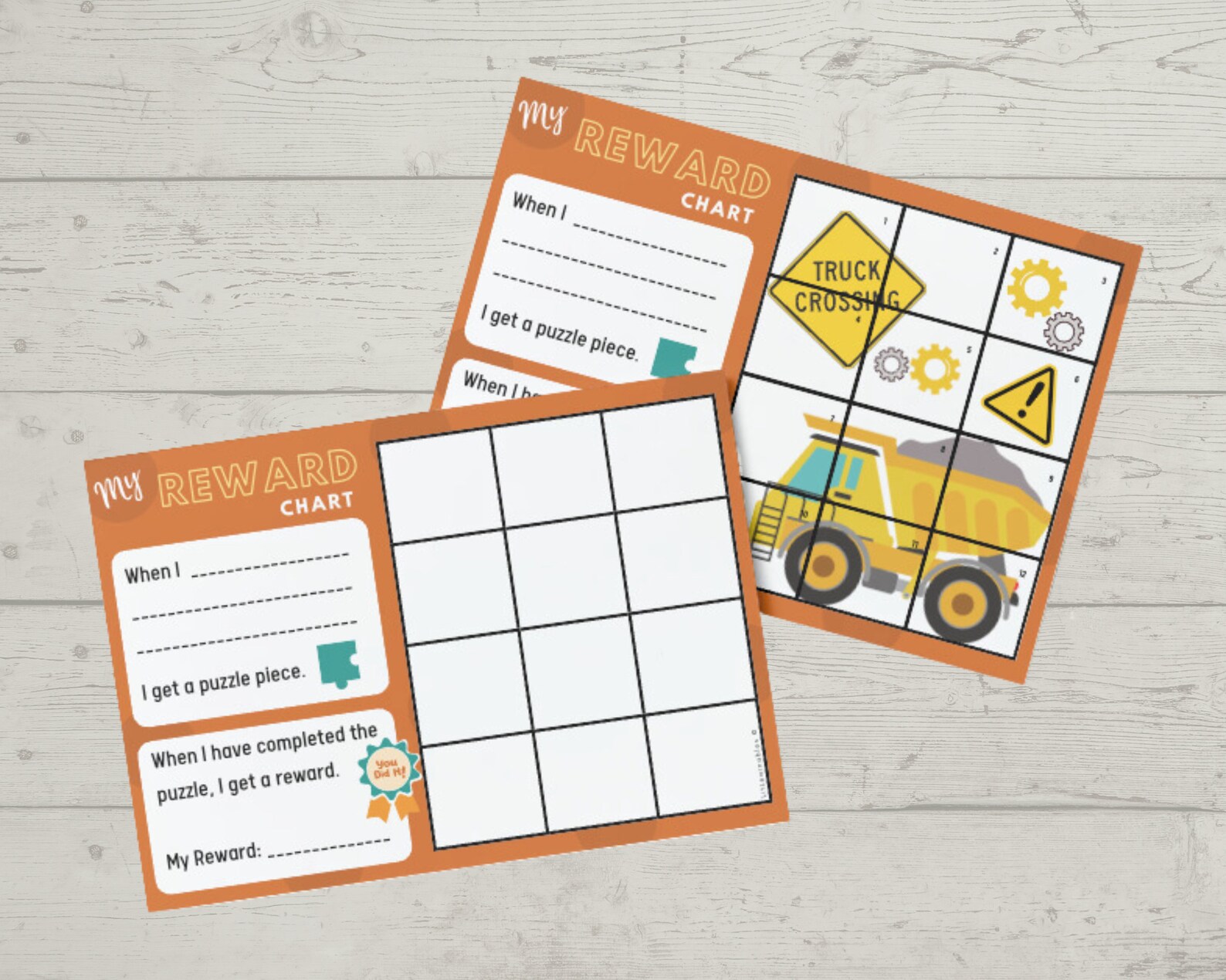 Construction Puzzle Reward Chart | Toddler Reward Chart | Puzzle Reward ...