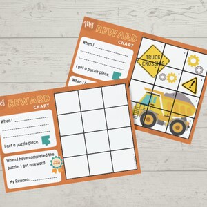 Construction Puzzle Reward Chart | Toddler Reward Chart | Puzzle Reward ...