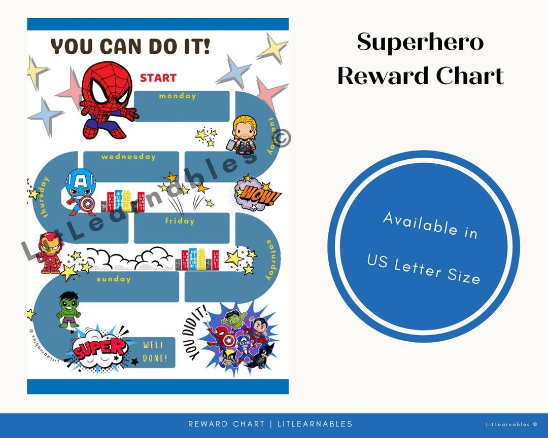Superhero Reward Chart | Toddler Reward Chart | Behavior Chart for Kids ...