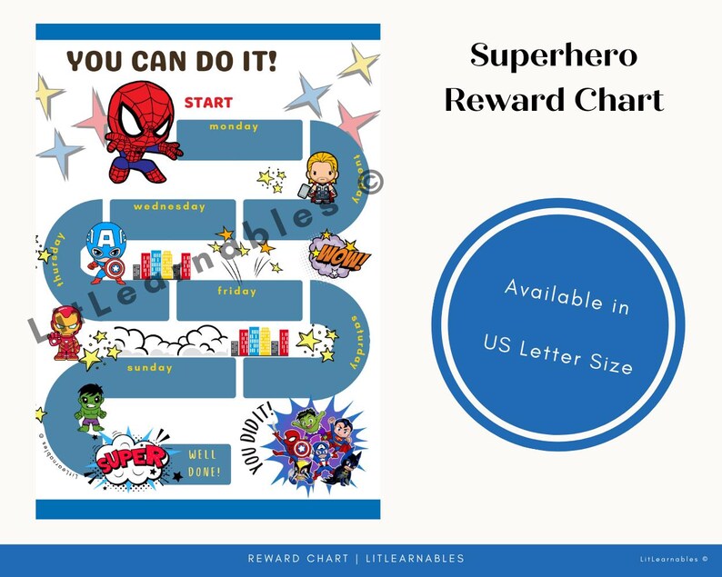 Superhero Reward Chart Toddler Reward Chart Behavior Chart for Kids ...