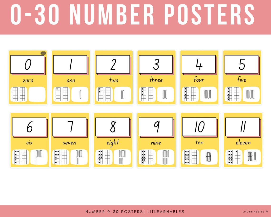 Bright Classroom 0-30 Number Poster Alphabet Posters - Etsy