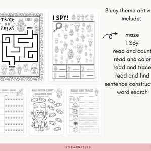 Bluey Halloween Activity Worksheet | Coloring Fun | Read and Count ...