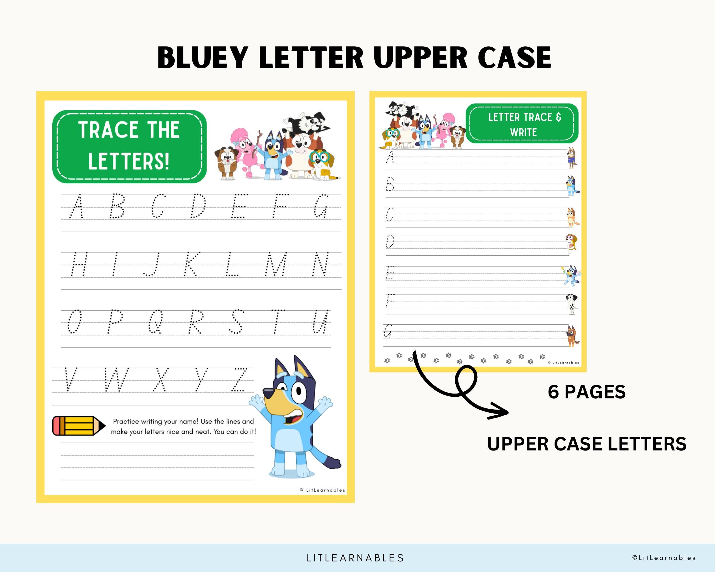 BLUEY Handwriting Preschool Learning, Letter Tracing, Learn to Write ...
