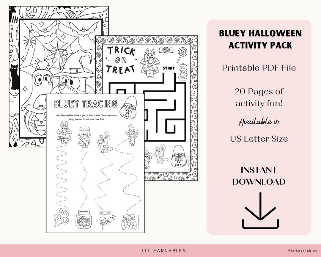 Bluey Halloween Activity Worksheet | Coloring Fun | Read and Count ...
