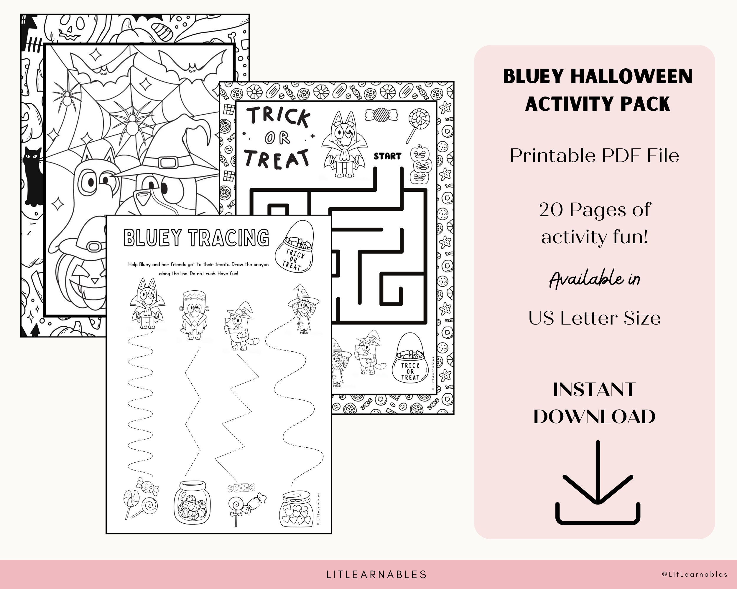 Bluey Halloween Activity Worksheet | Coloring Fun | Read and Count ...