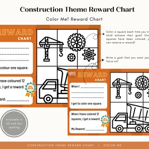 Construction Color Reward Chart | Toddler Reward Chart | Color Reward ...