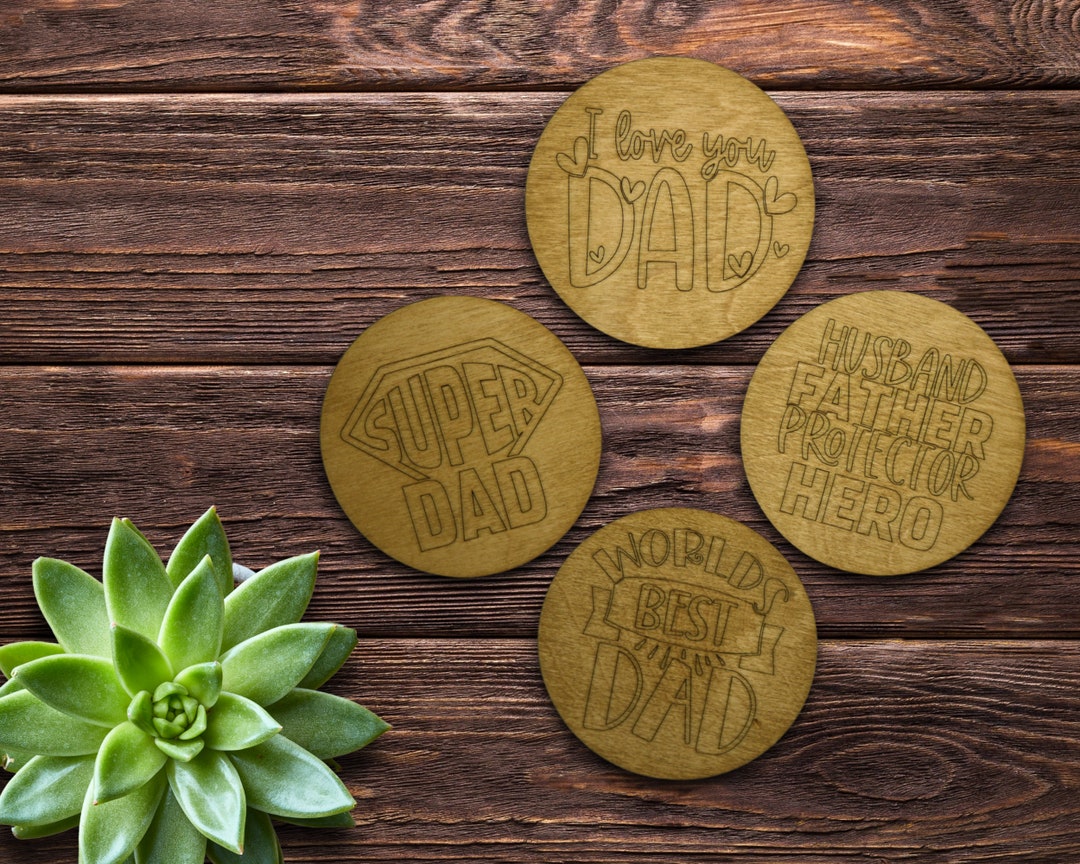 DAD GIFT Coasters - Bespoke Coaster, Cool Gift, Natural Coaster, Wooden ...