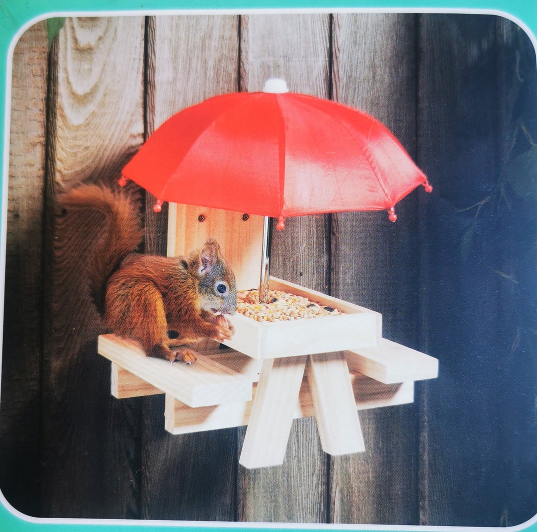 Squirrel Feeder Bench With Umbrella Christmas Gift for Granny Squirrels ...