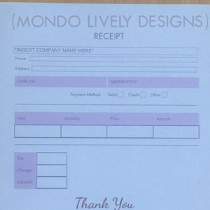 Editable Digital Receipt Template (pink) - Etsy