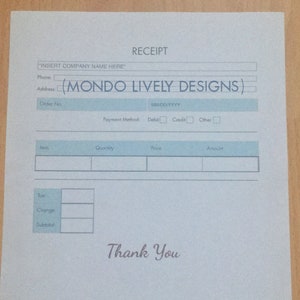Editable Digital Receipt Template (blue) - Etsy