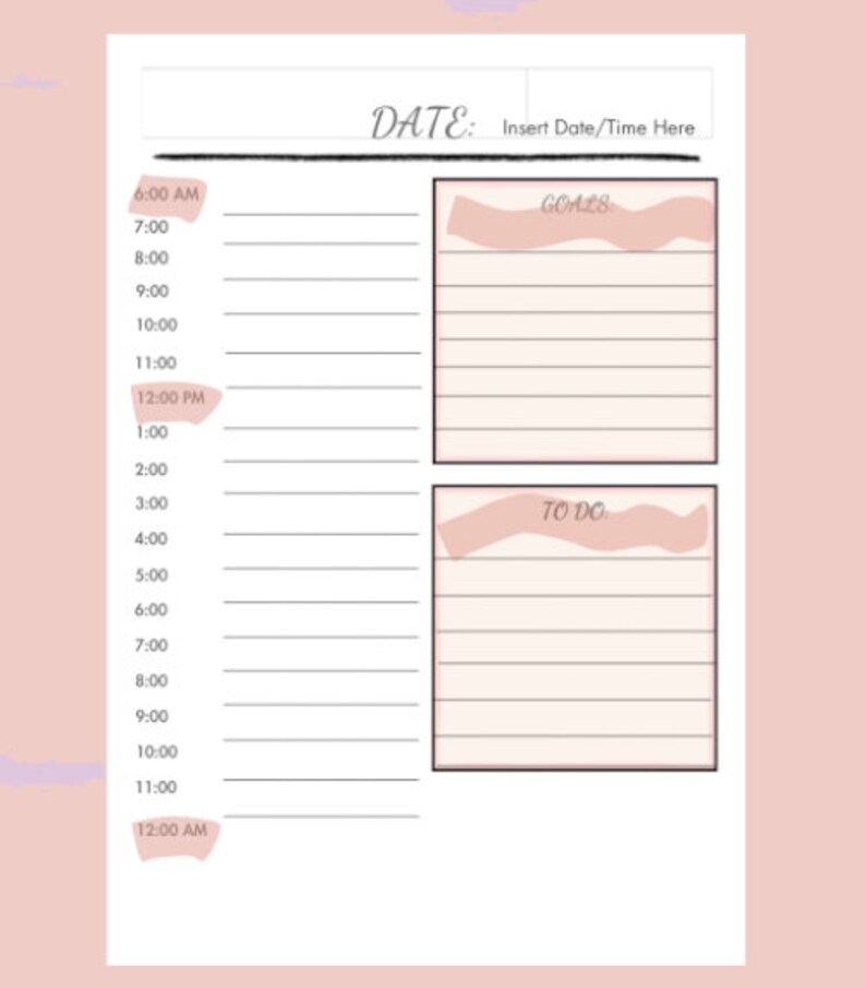Editable Daily Planner Template pink - Etsy