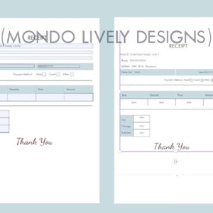 Editable Digital Receipt Template (blue) - Etsy
