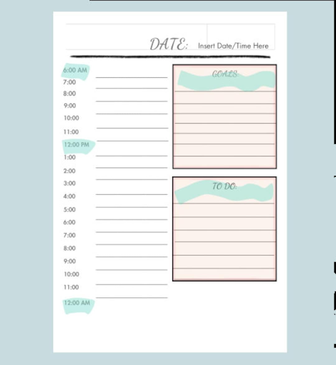 Editable Daily Planner Template (blue) - Etsy