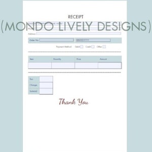 Editable Digital Receipt Template (blue) - Etsy