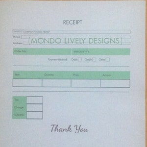 Editable Digital Receipt Template (green) - Etsy