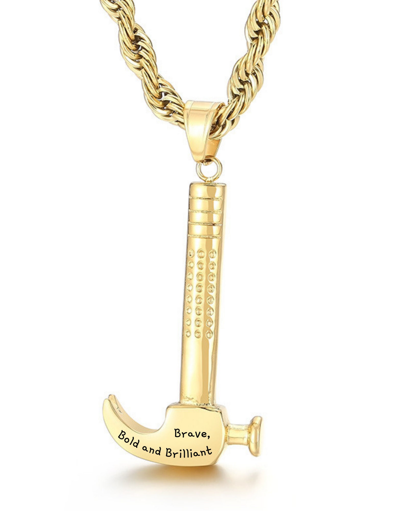 Name Necklace for Men, Hammer Shape Pendant, Custom Engraved Best Gift ...