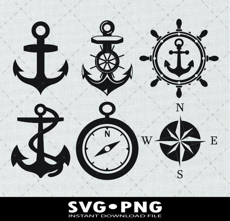 Anchor Svg, Nautical Svg, Compass Svg, Anchor Compass Svg, Sailor ...