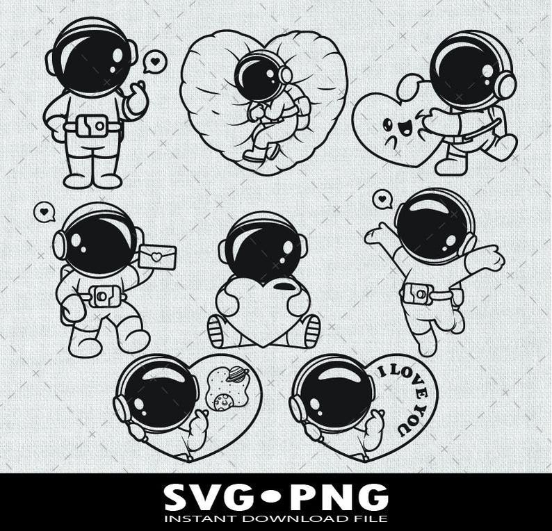 Cute Astronaut Svg, Kid Astronaut Svg, Heart Spaceman Clipart Png ...