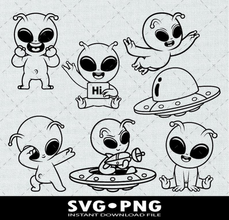 Cute Alien Svg, Alien Svg, Alien Clipart, Alien Png, Ufo Svg, Alien ...
