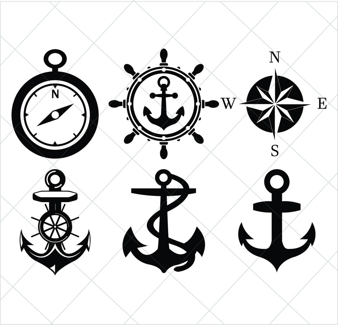 Anchor Svg, Nautical Svg, Compass Svg, Anchor Compass Svg, Sailor ...