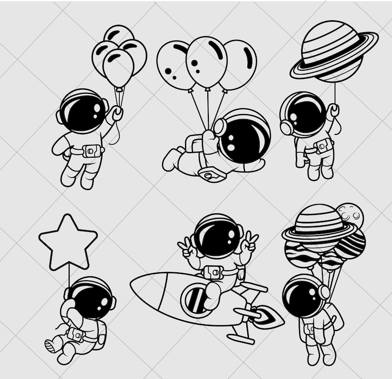 Cute Astronaut Svg, Kid Astronaut Space Rocket Svg, Balloon Spaceman ...