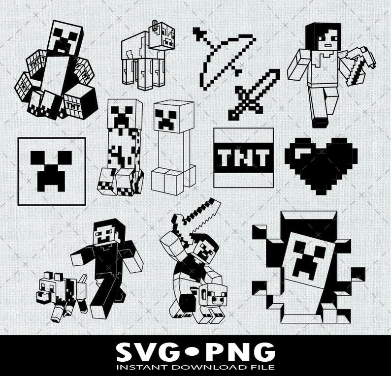 Mine Craft Svg, Mine Craft Png, Mine Craft Bundle Svg, Mine Craft ...