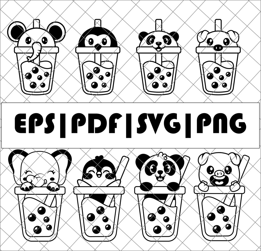 Boba Tea Svg Cute Boba Tea Svg Animal Boba Tea Svg Boba Tea Clipart Svg ...