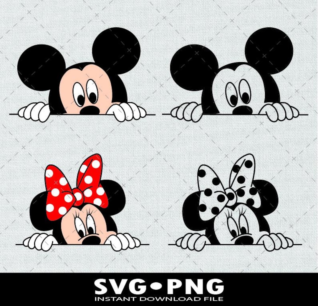 Minnie Mickey Peeking Svg, Minnie Face Svg, Mickey Face Svg, Mickey ...