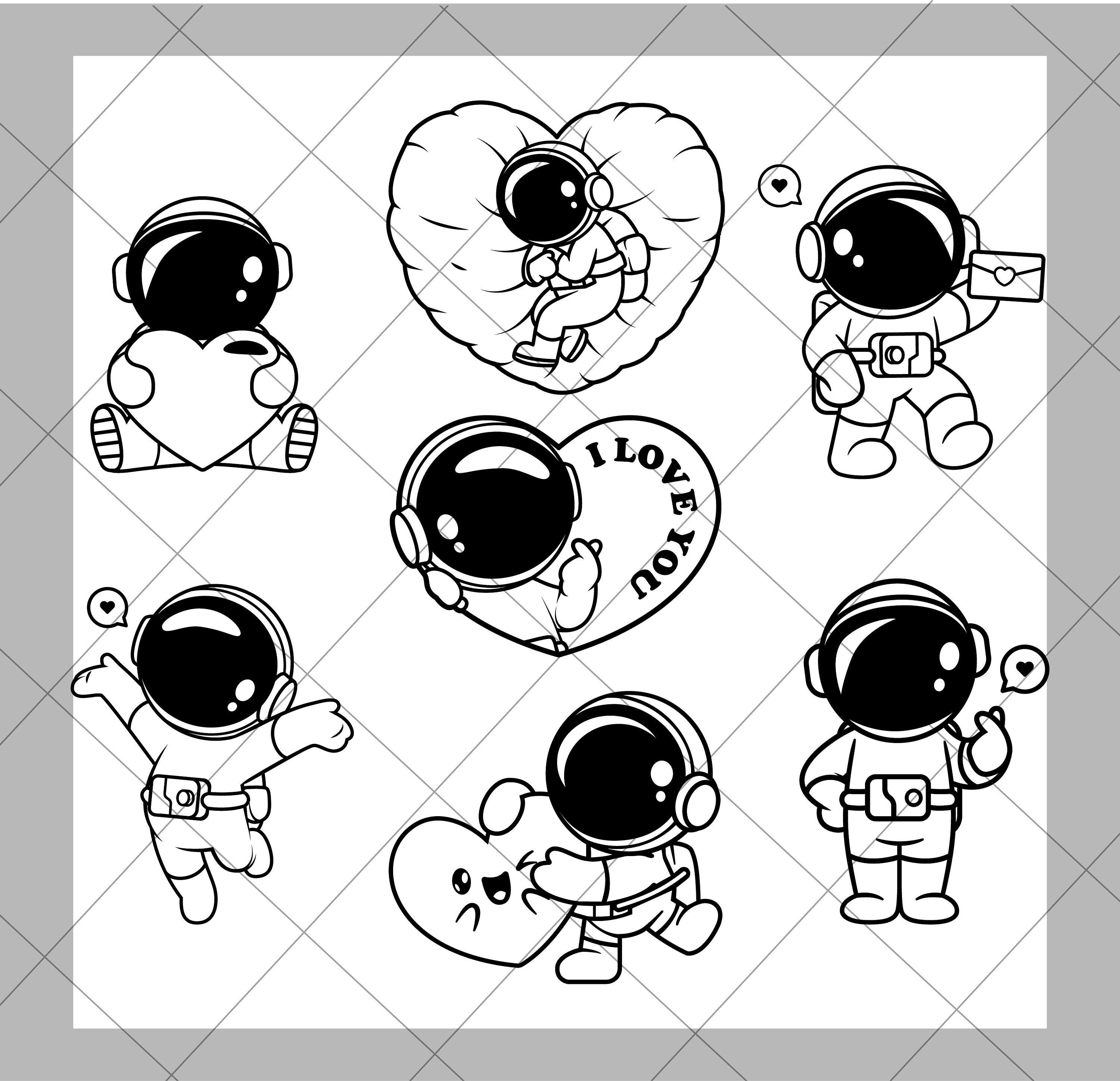 Cute Astronaut Svg, Kid Astronaut Svg, Heart Spaceman Clipart Png ...