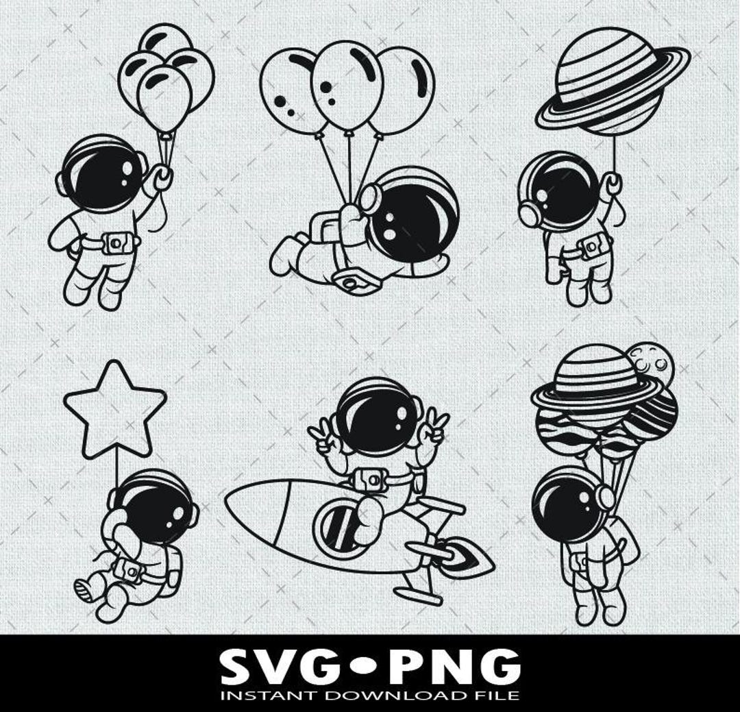 Cute Astronaut Svg, Kid Astronaut Space Rocket Svg, Balloon Spaceman ...
