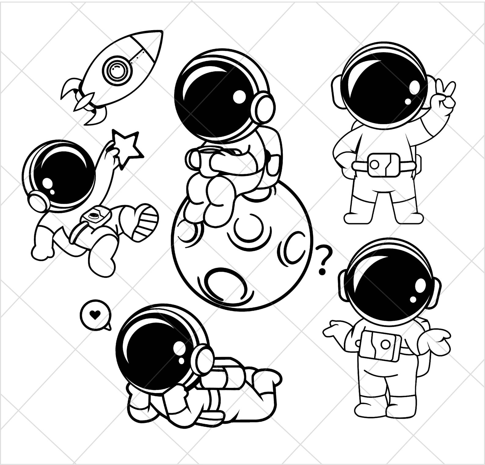 Cute Astronaut Svg Kid Astronaut Space Rocket Svg Moon Spaceman Clipart ...