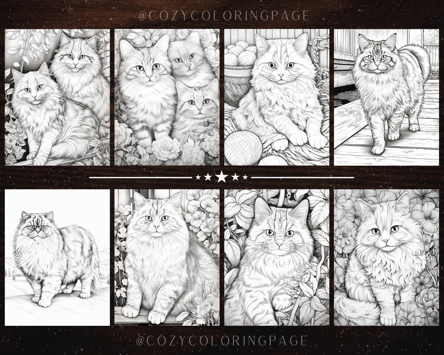 Cute Cats 22 Coloring Sheets, Gorgeous Adult Coloring Pages, Printable ...