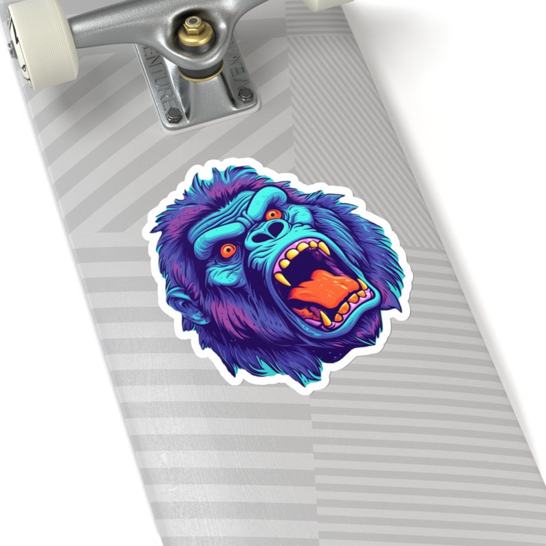 Angry Blue Gorilla Sticker Mad Monkey Decal 90s Rad Style - Etsy